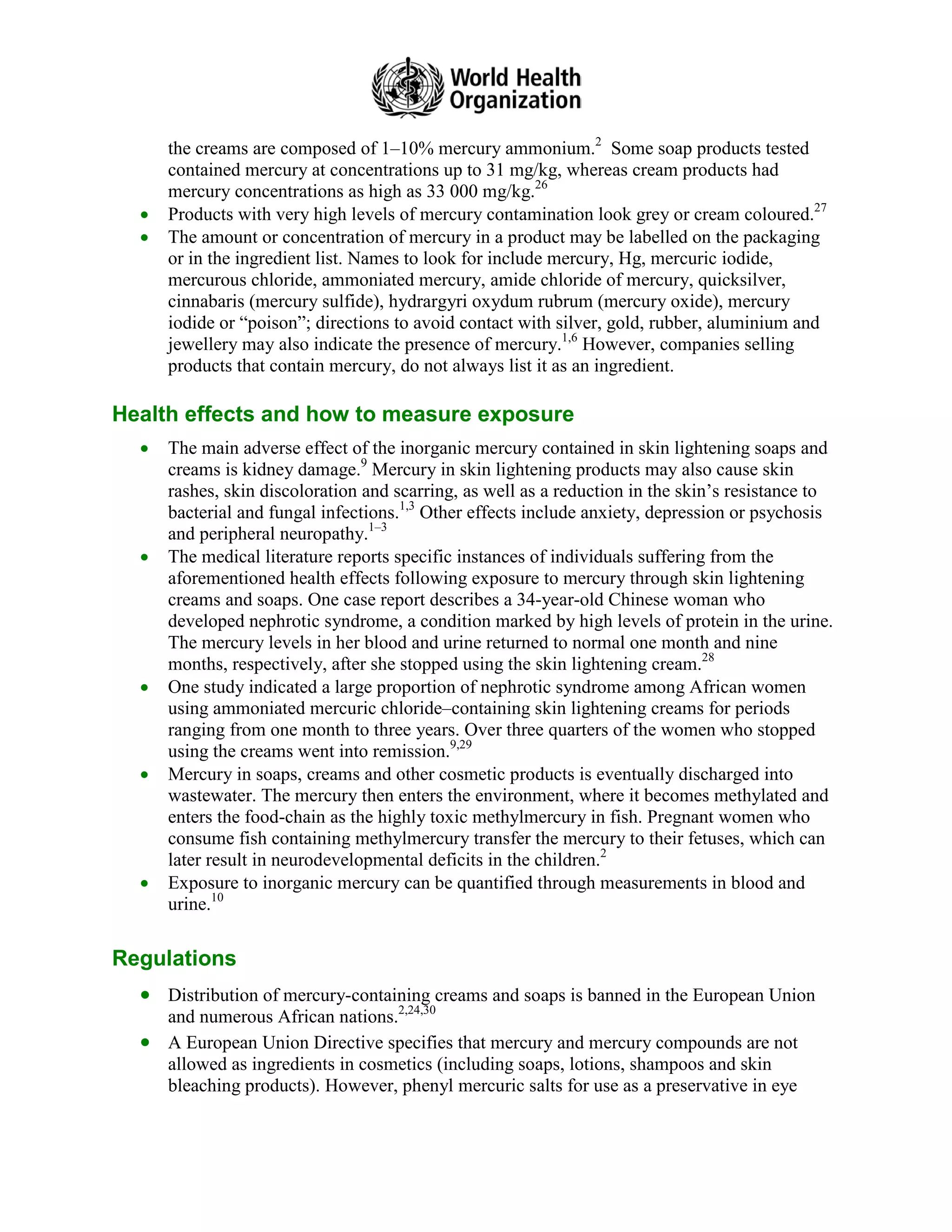 Mercury in Skin Lightening Products | PDF