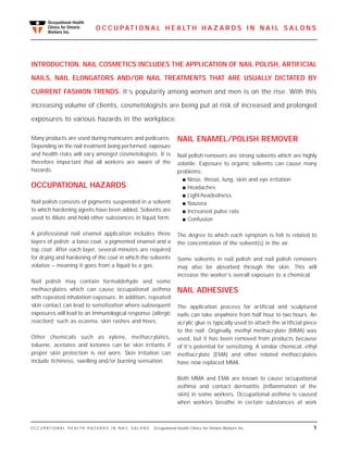 Occupational Health Hazards in Nail Salons | PDF
