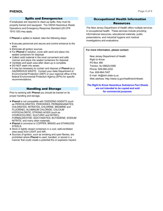 Phenol - Hazardous Substance Fact Sheet | PDF