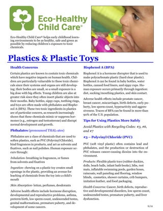 Plastics & Plastic Toys - Eco Healthy Child Care | PDF