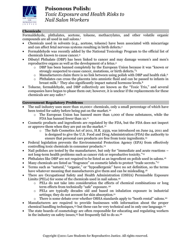 Poisonous Polish - Toxic Exposure & Health Risks to Nail Salon Workers ...