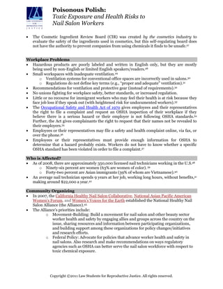 Poisonous Polish - Toxic Exposure & Health Risks to Nail Salon Workers ...