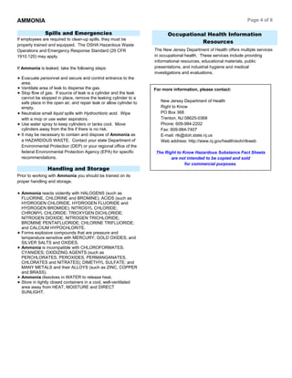 Ammonia - Hazardous Substance Fact Sheet | PDF | First Aid | Injuries