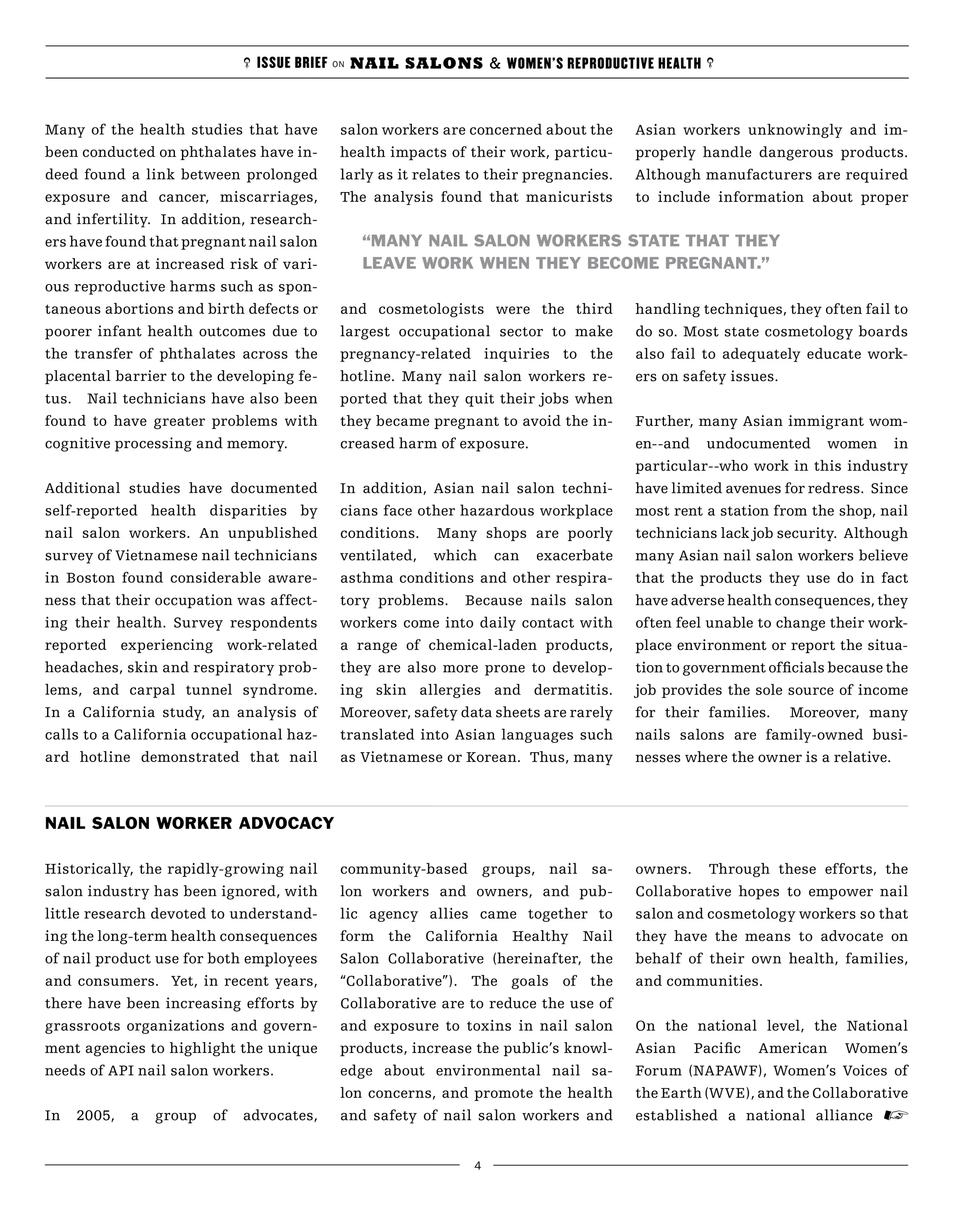 The Nail Salon Industry and the Impact of Cosmetic Toxins | PDF