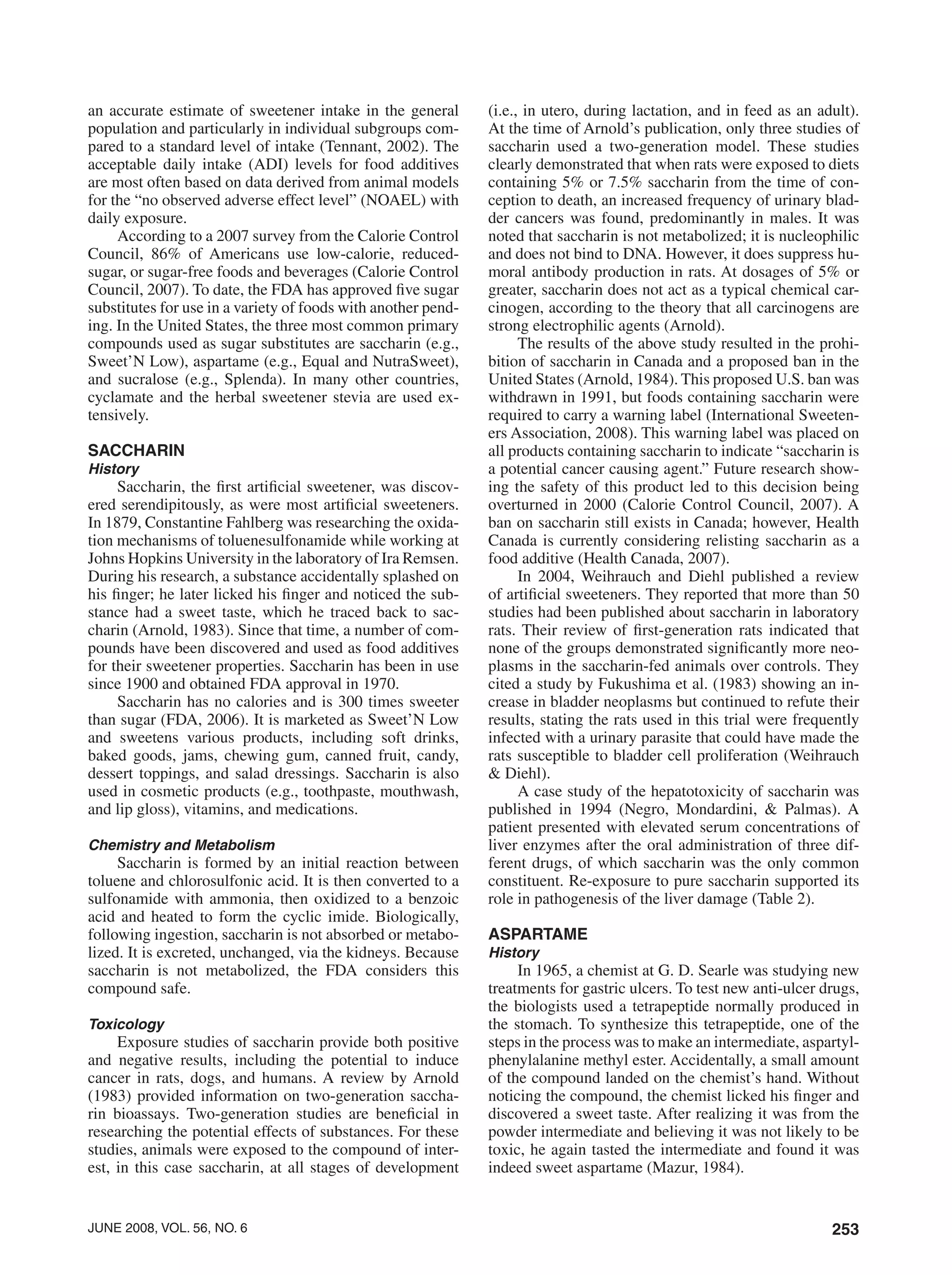 The Potential Toxicity of Artificial Sweeteners | PDF