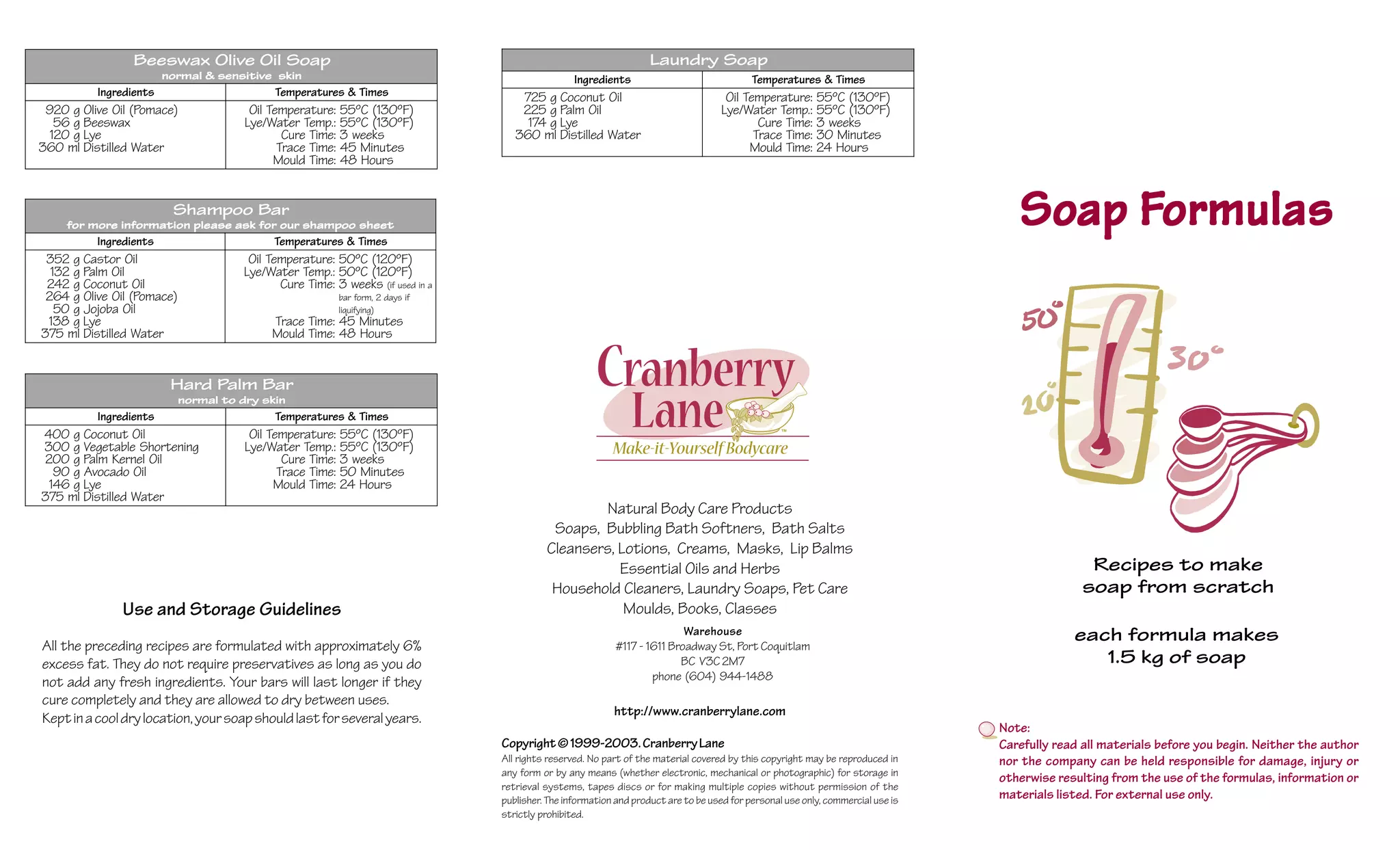 Soap Formulas - A Guide for Making your own Soap | PDF