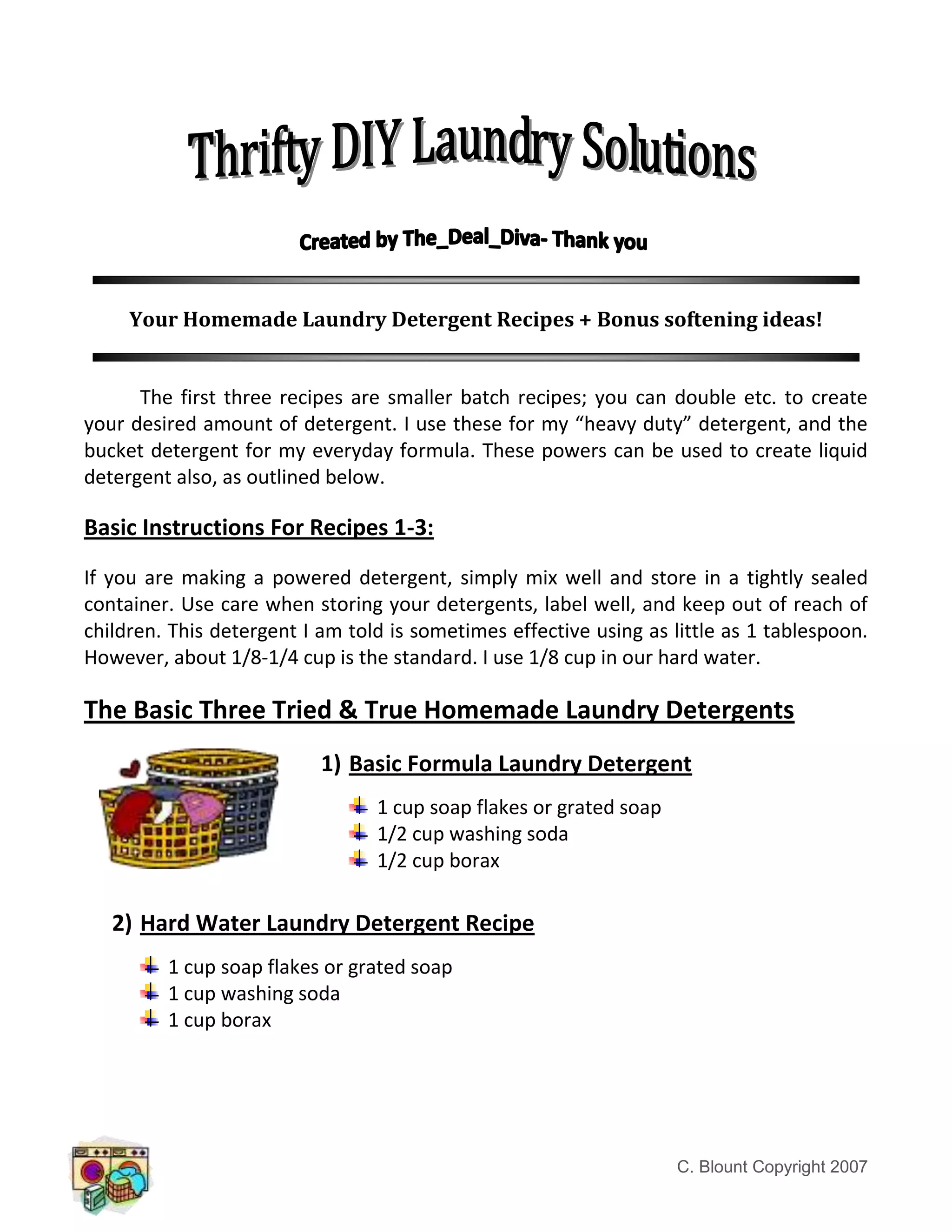 Your Homemade Laundry Detergent Recipes - Thrifty DIY Laundry Solutions ...