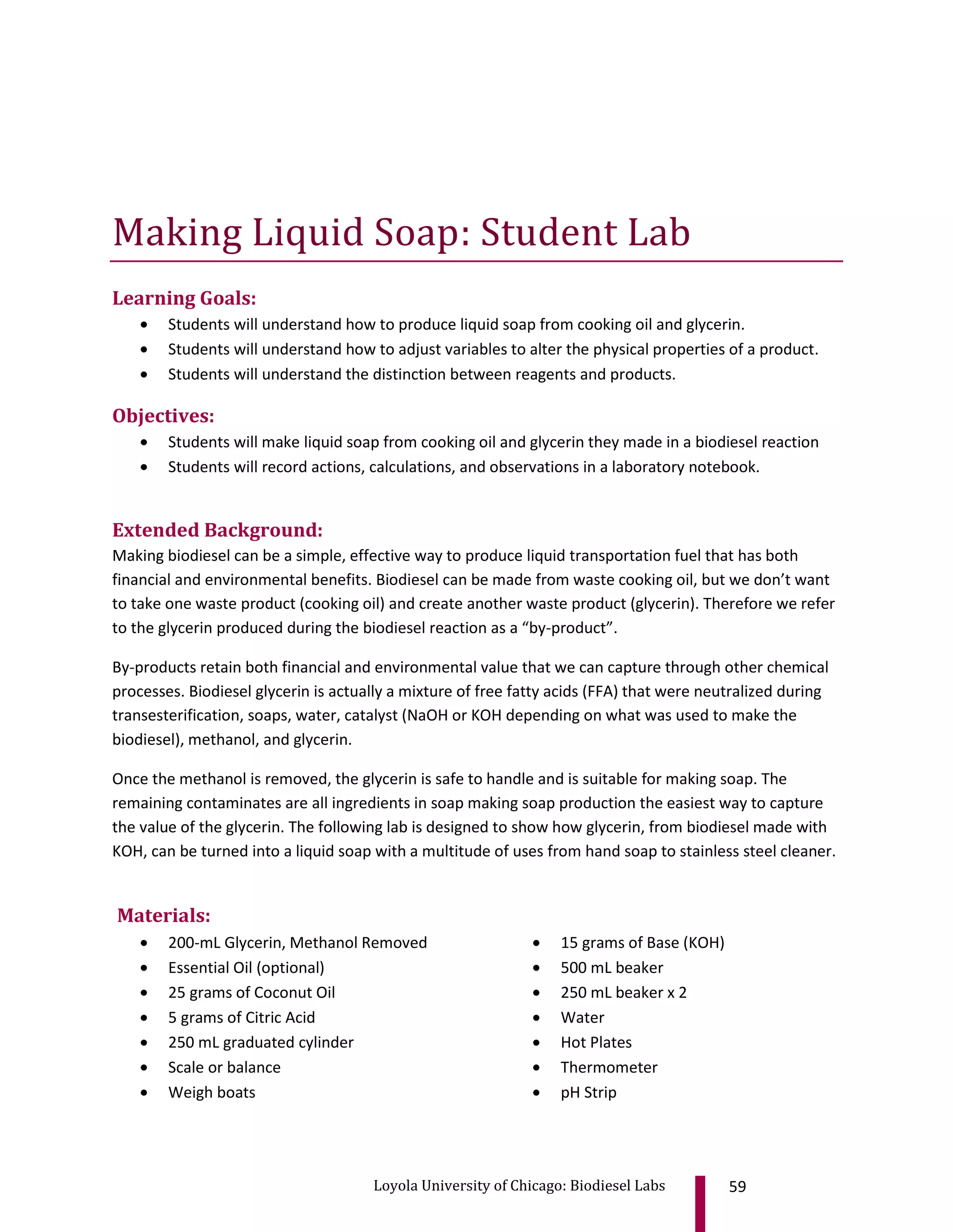Making Liquid Soap - Teacher Manual - A Guide for Making your own Soap ...
