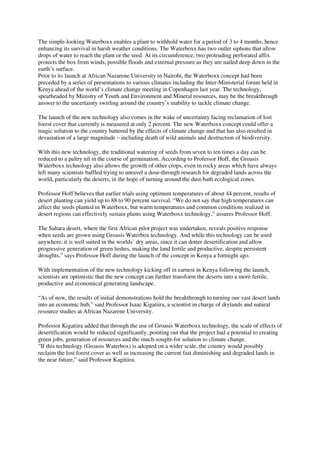 Groasis Waterboxx Technology Offers Possible Cure for the Deserts | PDF