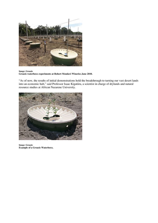 Groasis Waterboxx Technology Offers Possible Cure for the Deserts | PDF