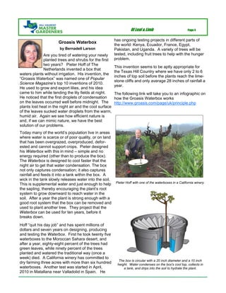 Groasis Waterbox used by Master Gardeners of Hill Country, Texas, to ...