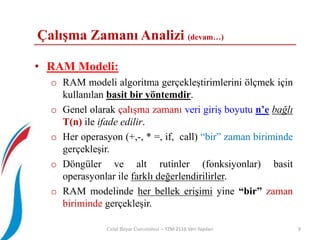 Yzm 2116 - Bölüm 2 (Algoritma Analizi) | PPT