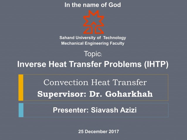 Inverse Heat Transfer Problems (IHTP) | PPT