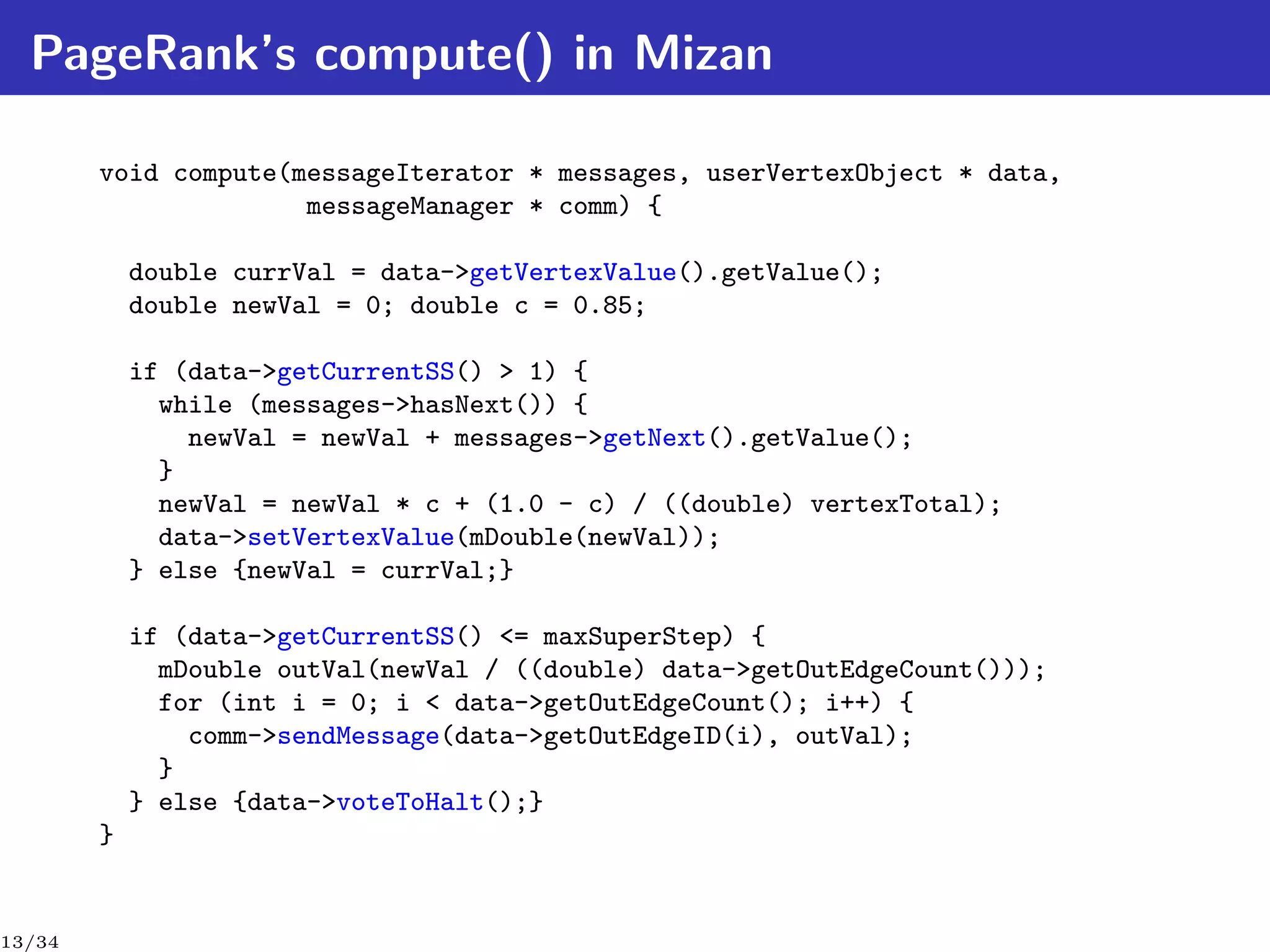 Presentation on "Mizan: A System for Dynamic Load Balancing in Large-scale Graph Processing" | PDF