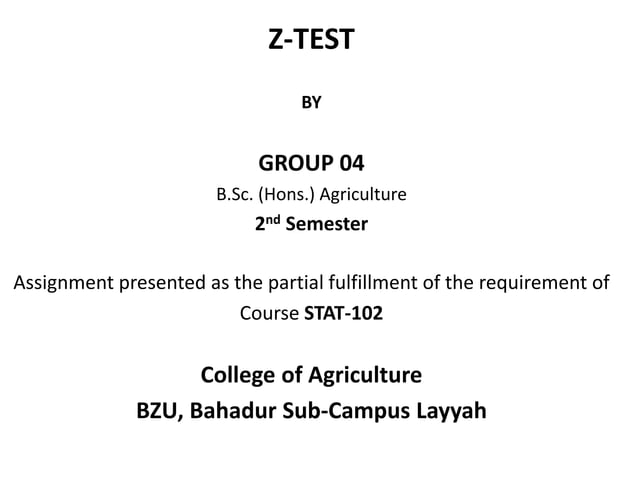 Z-Test with Examples | PPTX | Chemistry | Science