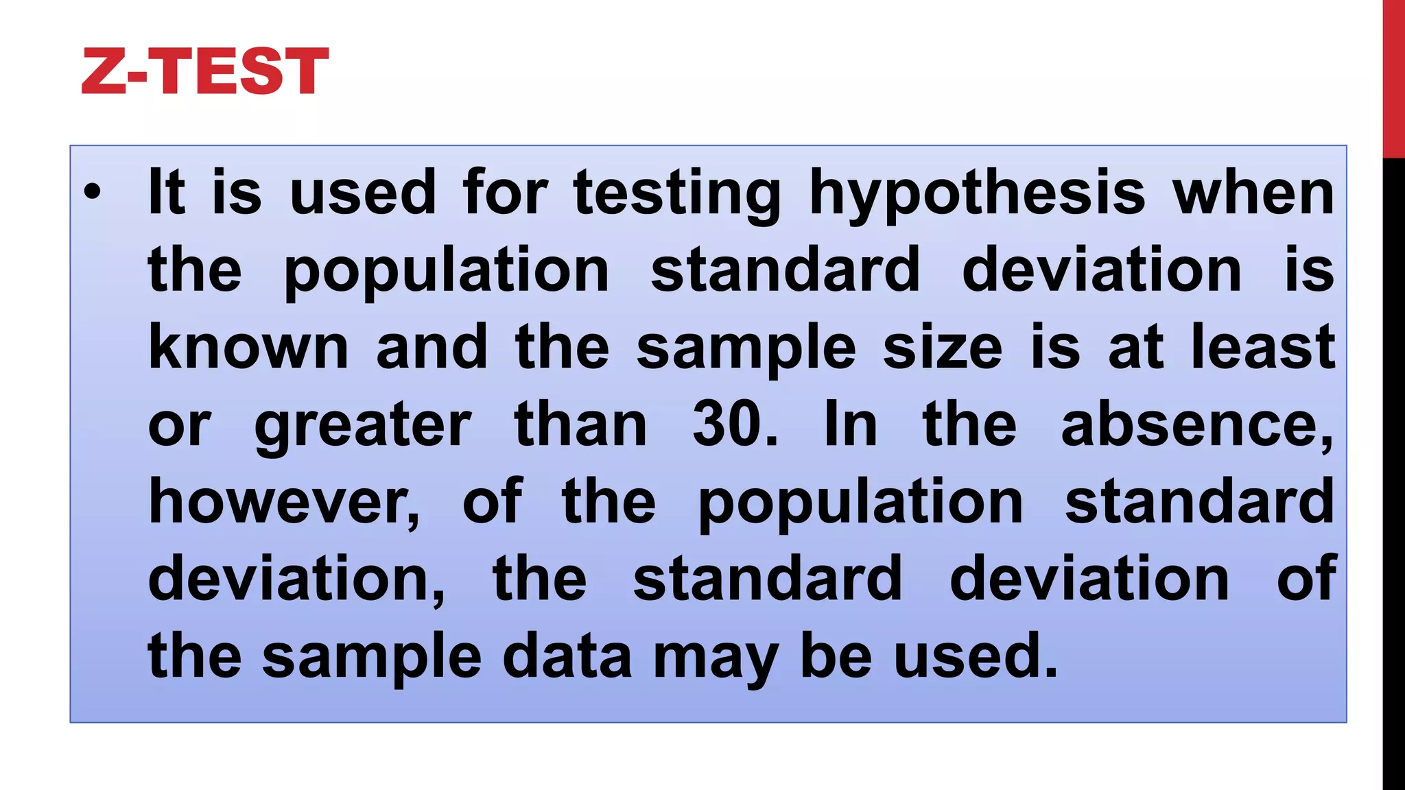 Z test for one sample mean by John Marvin Canaria | PPTX | Consumer ...
