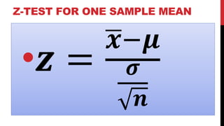 Z test for one sample mean by John Marvin Canaria | PPTX