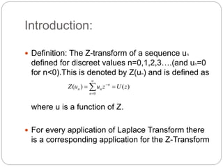 Z transforms and their applications | PPTX