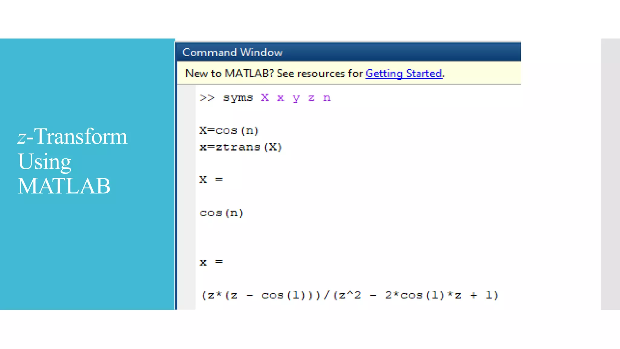 Z trasnform & Inverse Z-transform in matlab | PPTX | Science