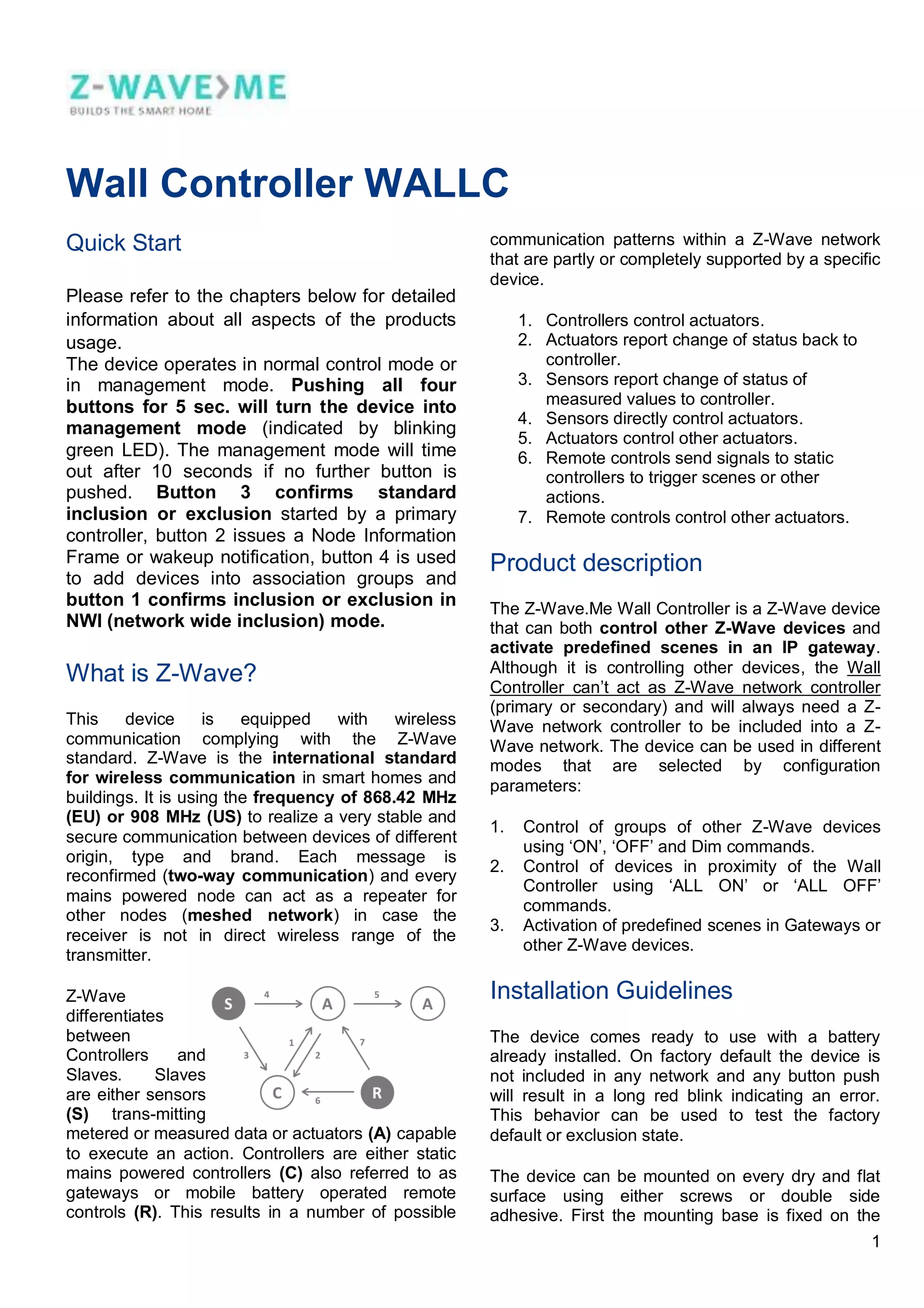 Z wave.me controller set for duro 200 manual | PDF