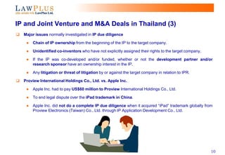 Assignment and License of IP in Joint Venture and M&A Deals | PPT