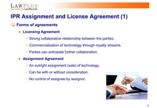 Assignment and License of IP in Joint Venture and M&A Deals | PPT