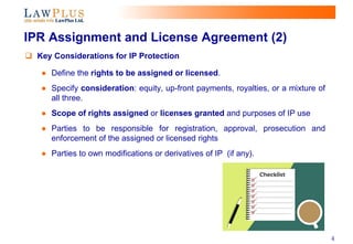 Assignment and License of IP in Joint Venture and M&A Deals | PPT