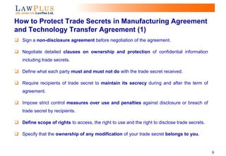 Protection of Trade Secrets in Manufacturing and Technology Transfer ...