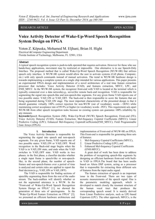 Voice Activity Detector of Wake-Up-Word Speech Recognition System Design on FPGA | PDF | Digital ...