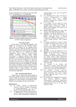 Error Rate Analysis of MIMO System Using V Blast Detection Technique in Fading Diversity ...