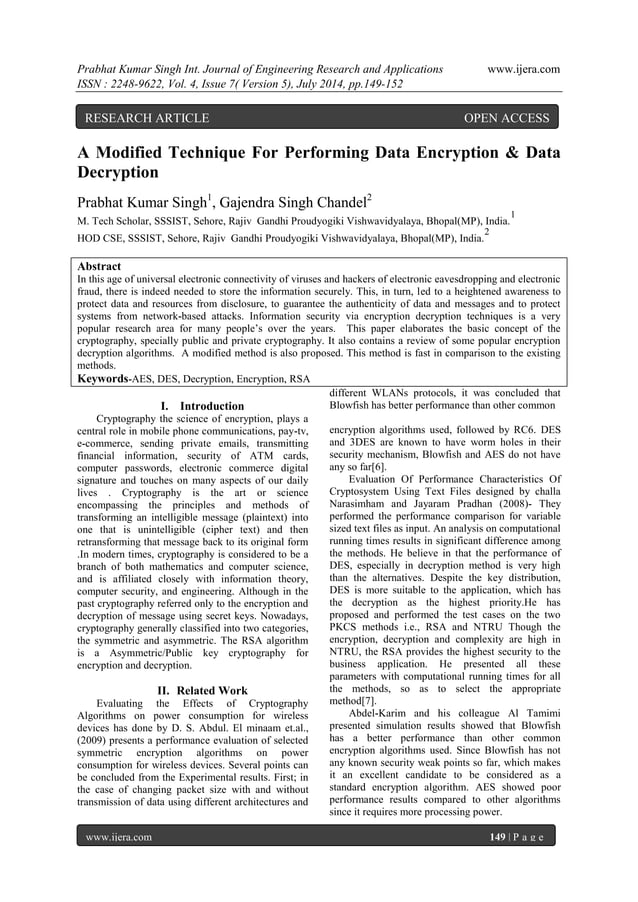 A Modified Technique For Performing Data Encryption & Data Decryption | PDF