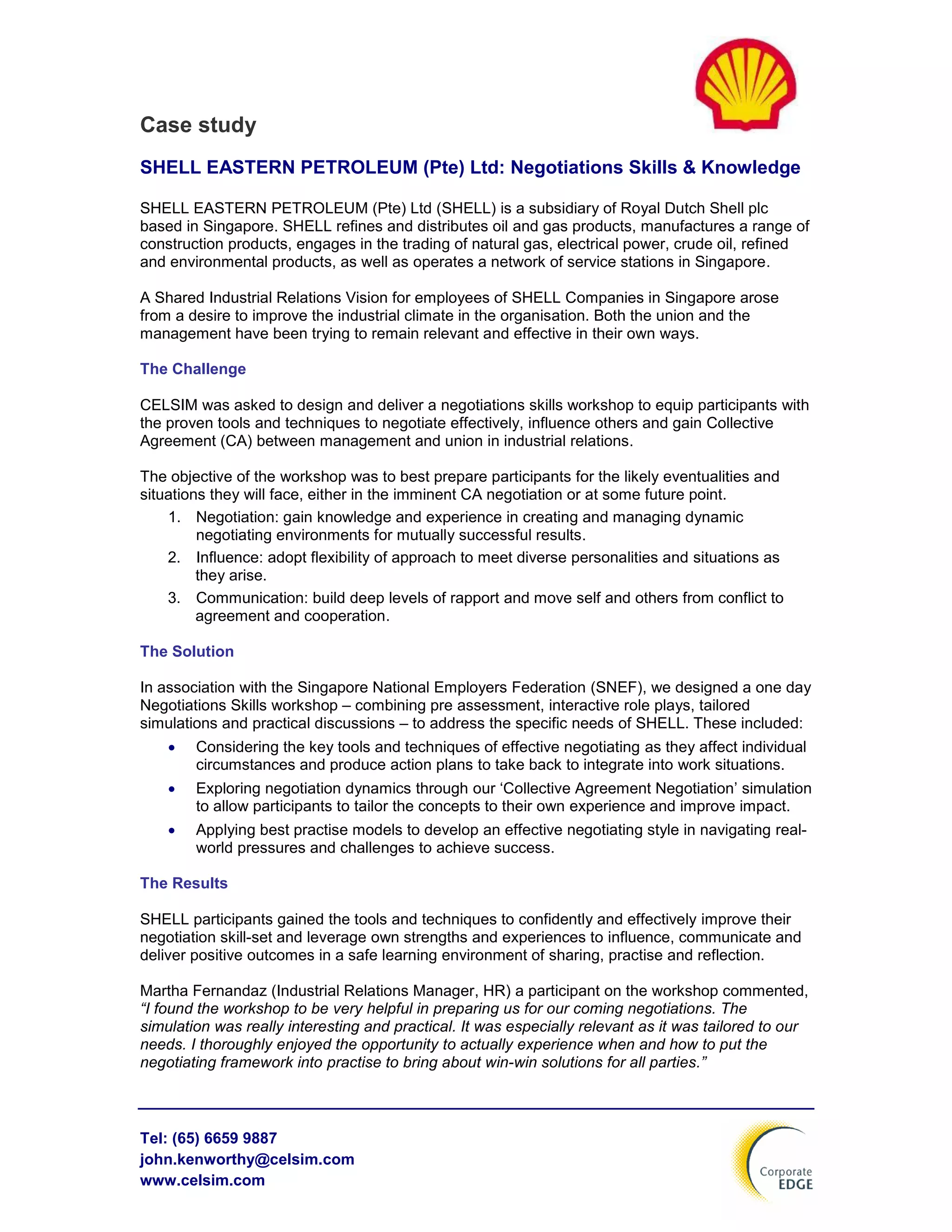 Shell sg negotiations skills | PDF | Business | Business and Finance