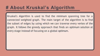 Kruskal Algorithm for minimum spanning.. | PPT