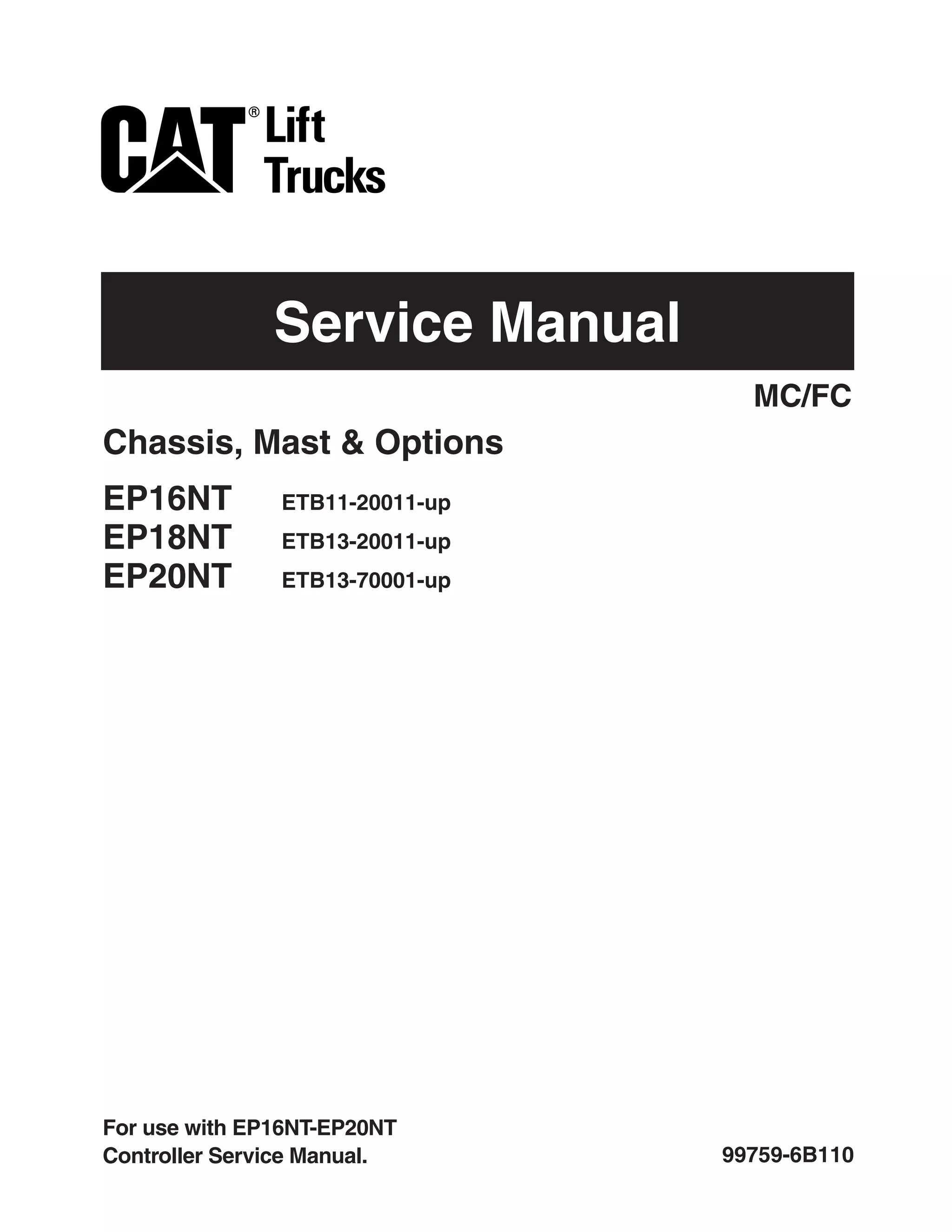 CATERPILLAR CAT EP20NT FORKLIFT LIFT TRUCK Service Repair Manual | PDF