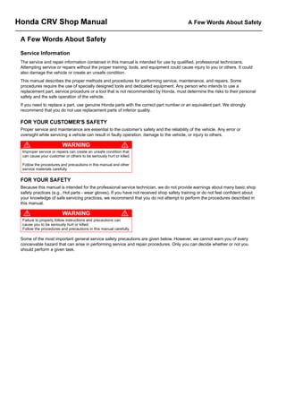 2003 HONDA CRV Service Repair Manual | PDF