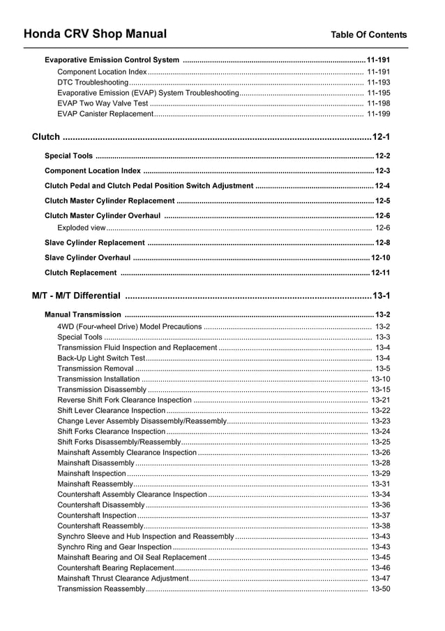 2002 HONDA CRV Service Repair Manual | PDF