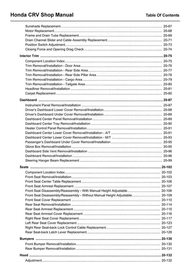2002 HONDA CRV Service Repair Manual | PDF