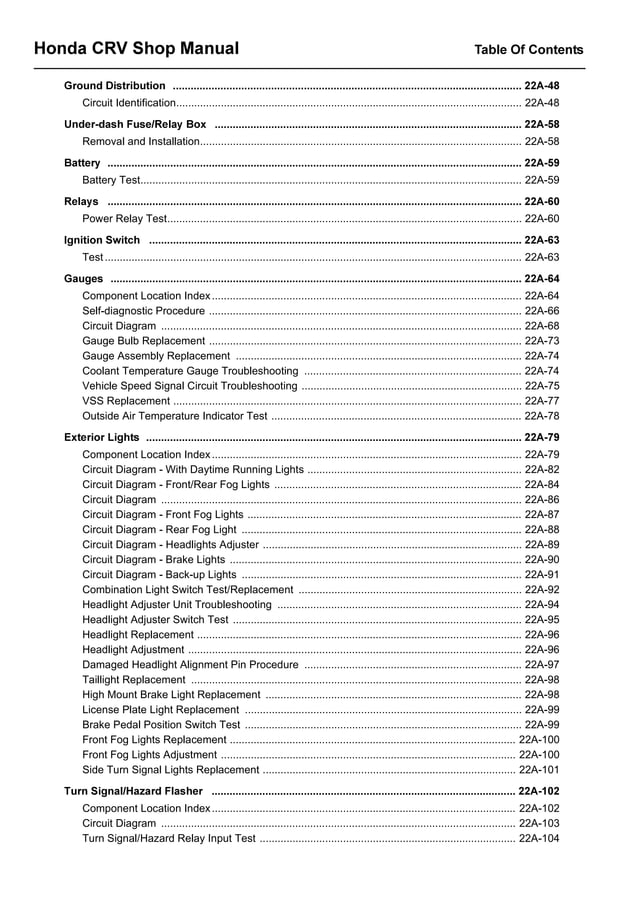 2002 HONDA CRV Service Repair Manual | PDF