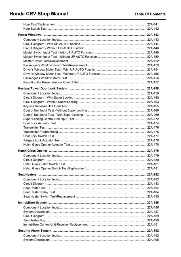 2002 HONDA CRV Service Repair Manual | PDF