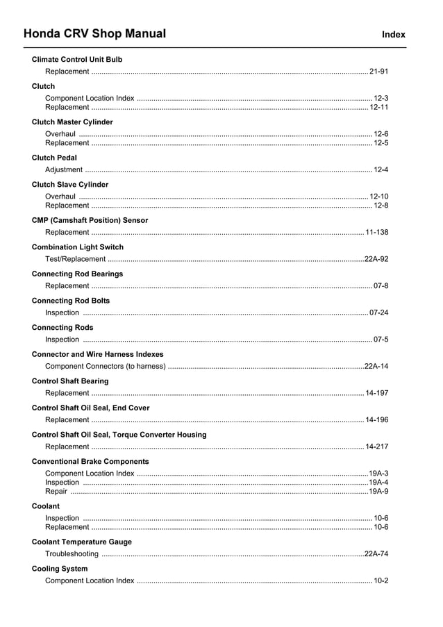 2002 HONDA CRV Service Repair Manual | PDF
