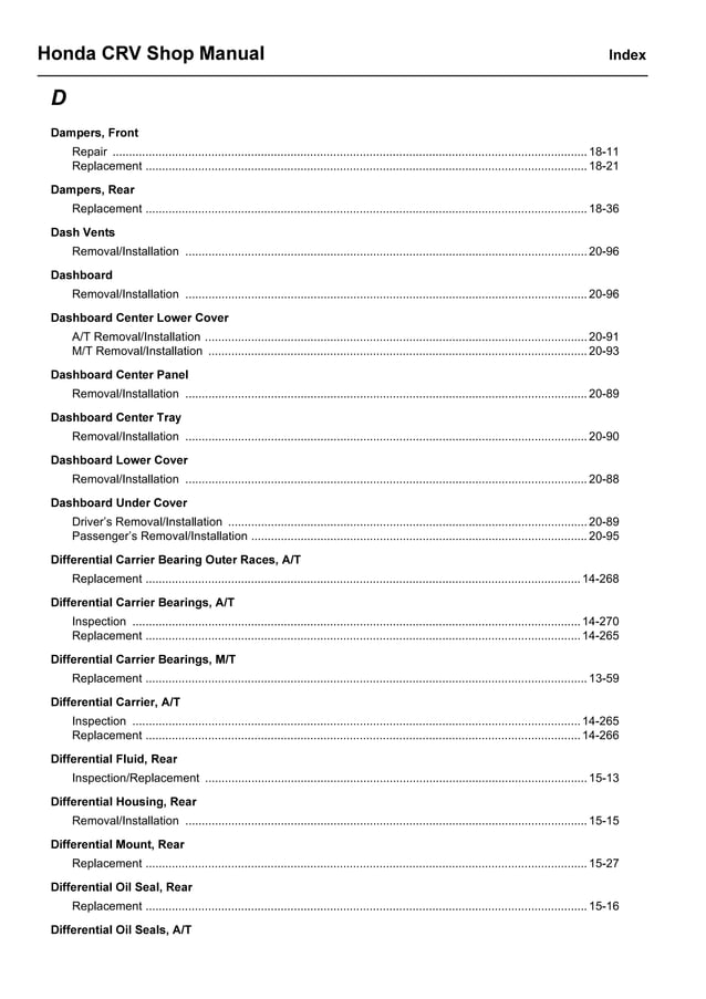 2002 HONDA CRV Service Repair Manual | PDF