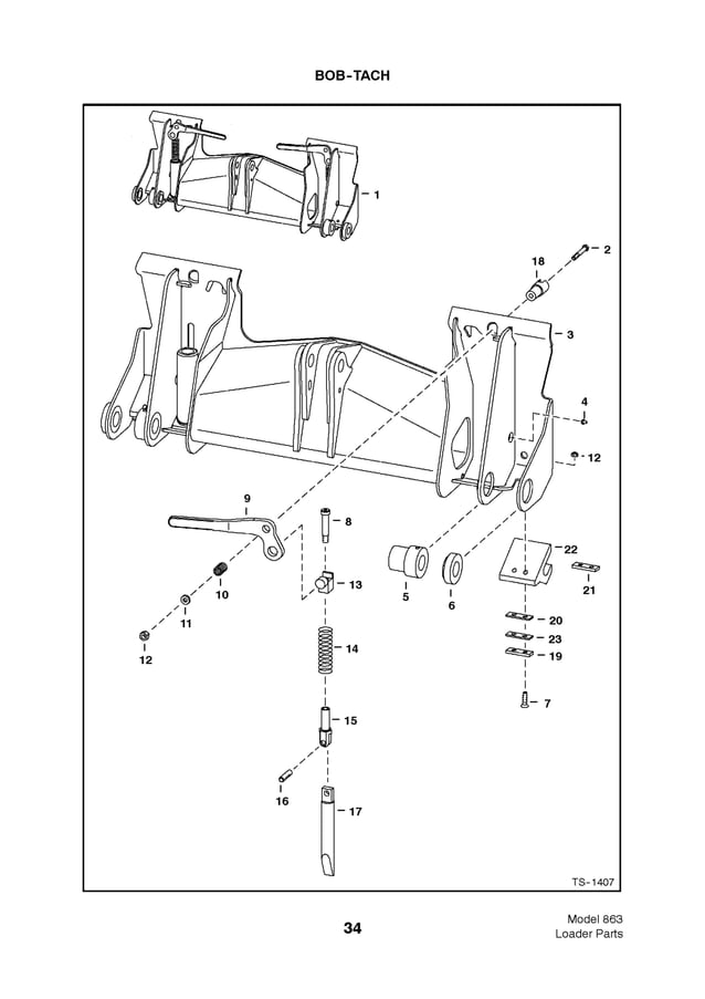 Bobcat 863 F Series Skid Steer Loader Parts Catalogue Manual (S/N 5145 ...