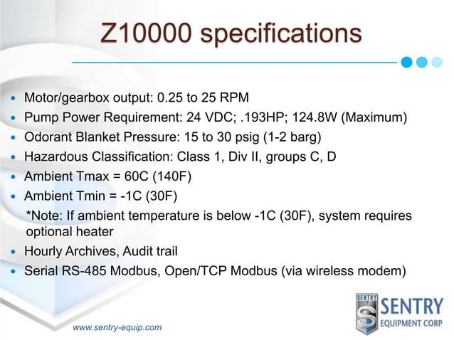 Odorant Injection Systems, Sentry Equipment Z10000, Natural Gas ...