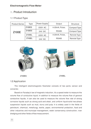 Z100E series eng version magnetic flow meter datasheet | PDF