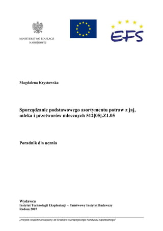 Sporządzanie podstawowego asortymentu potraw z jaj, mleka i przetworów mlecznych | PDF