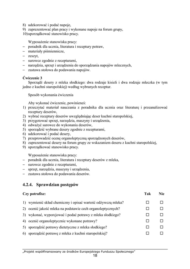 Sporządzanie podstawowego asortymentu potraw z jaj, mleka i przetworów mlecznych | PDF