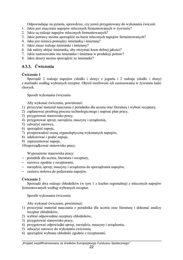 Sporządzanie podstawowego asortymentu potraw z jaj, mleka i przetworów mlecznych | PDF