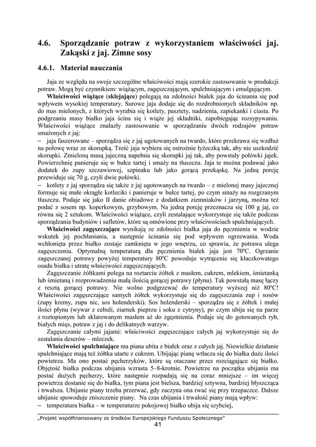 Sporządzanie podstawowego asortymentu potraw z jaj, mleka i przetworów mlecznych | PDF