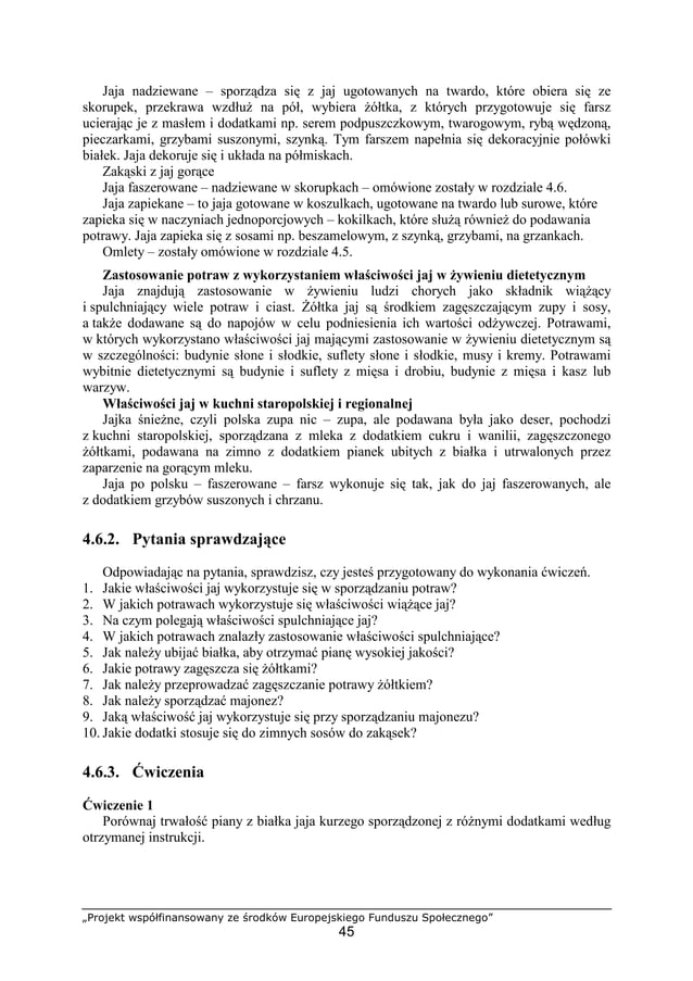 Sporządzanie podstawowego asortymentu potraw z jaj, mleka i przetworów mlecznych | PDF