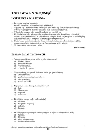 Sporządzanie podstawowego asortymentu potraw z jaj, mleka i przetworów mlecznych | PDF